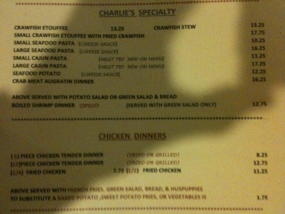 Menu at Charlie's Restaurant, Springfield, LA-22