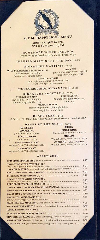 Menu at City Fish Market restaurant, Boca Raton