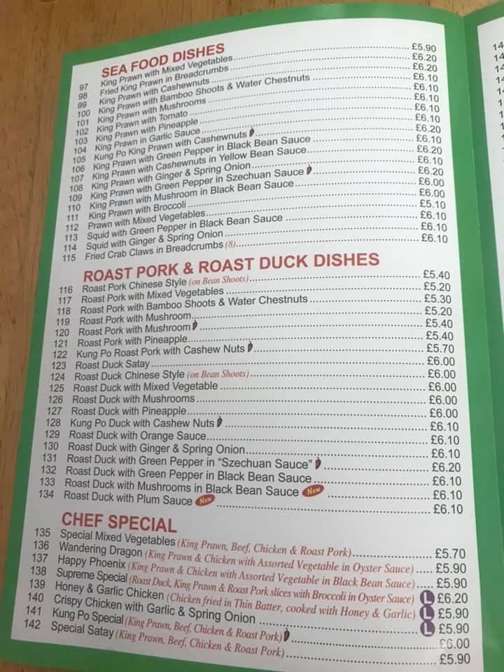 Menu at Good Luck fast food, Haverhill