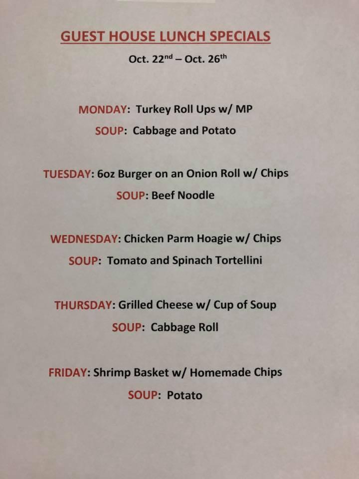 Menu at The Guest House Restaurant, Moundsville