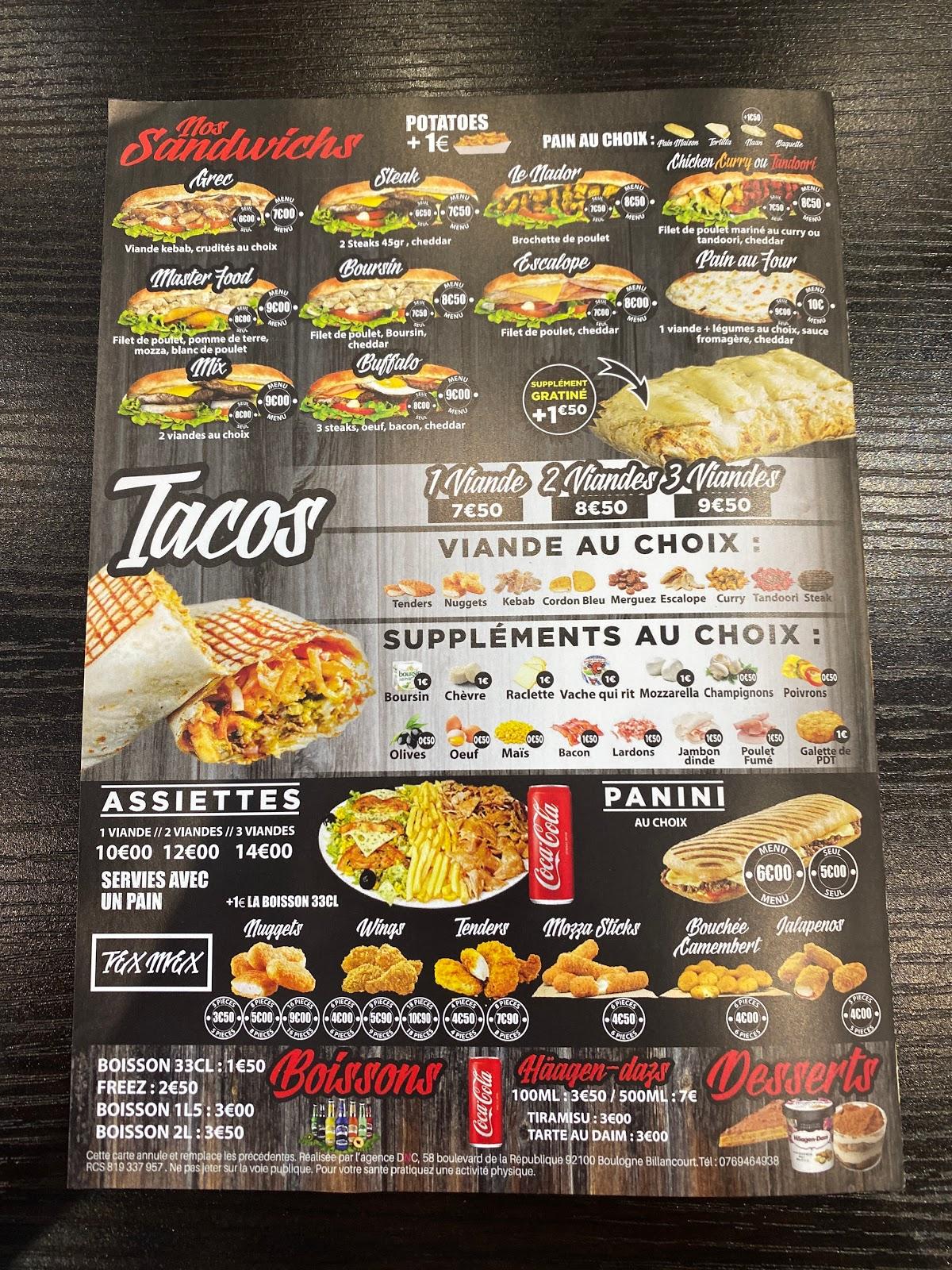 Menu at MASTER FOOD restaurant, Houilles