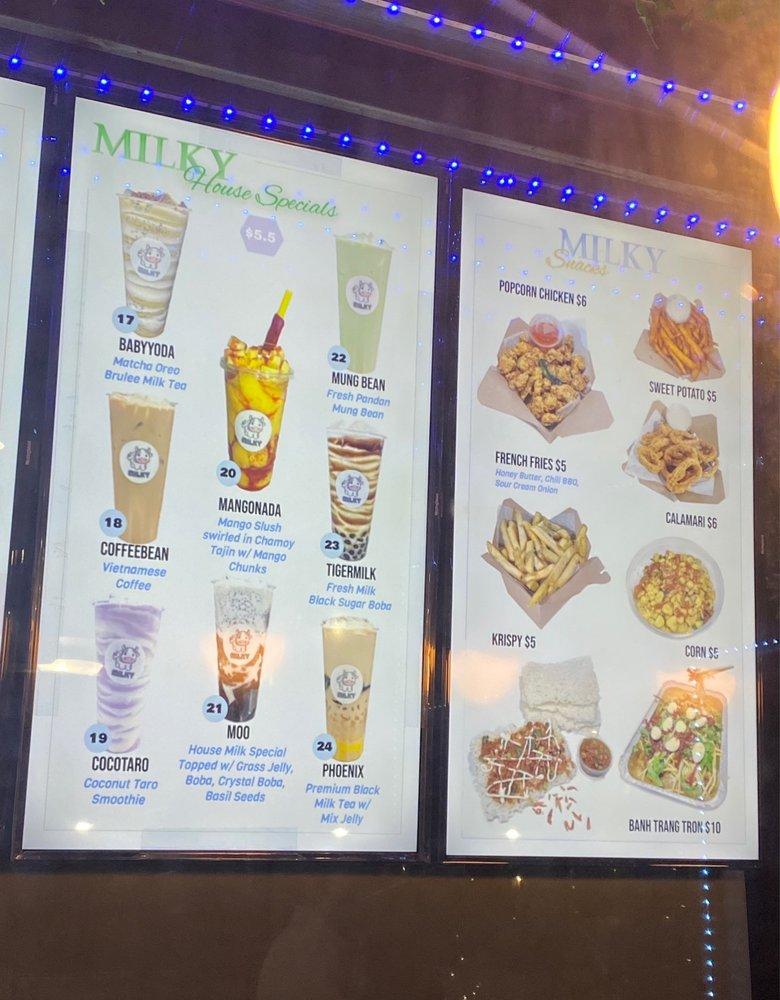 Menu at Milky Tea Bar, Garden Grove