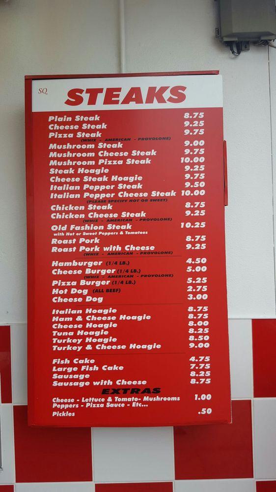 Menu at SQ Philip's Steaks steakhouse, Philadelphia