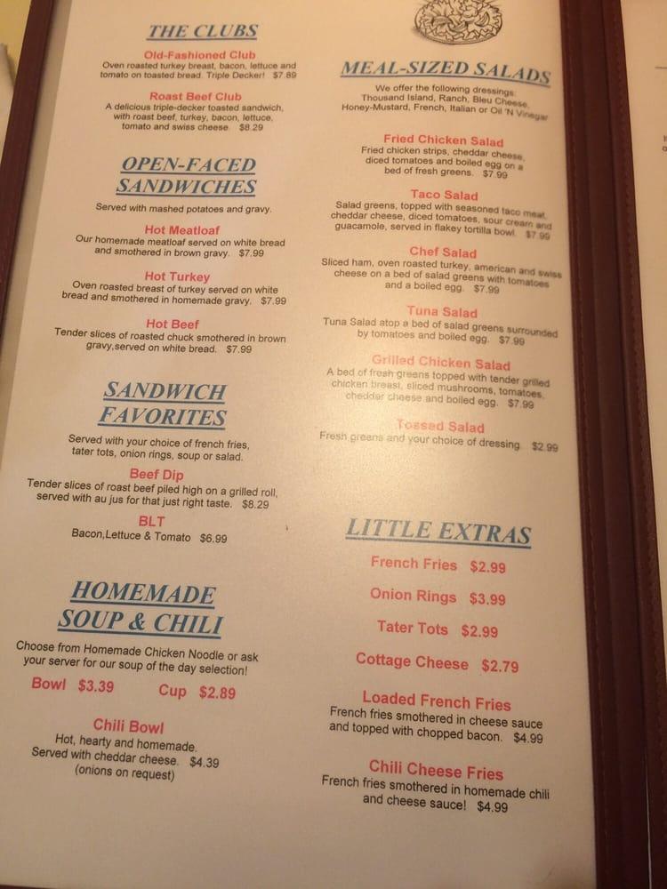Menu at Sunrise Inn restaurant, Nampa