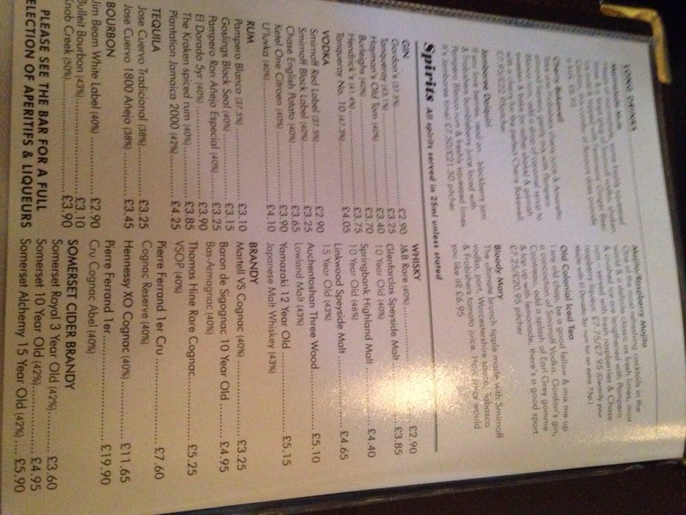 Menu at Cosy Club, Birmingham, 33 Bennetts Hill