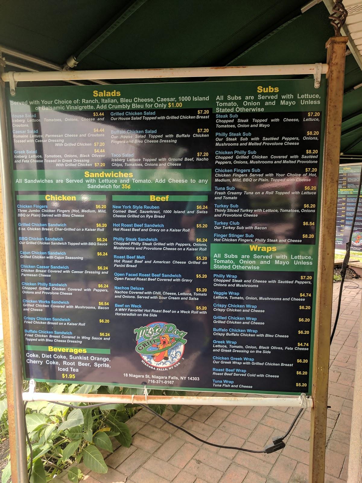 Menu at Misty Dog Grill restaurant, Niagara Falls