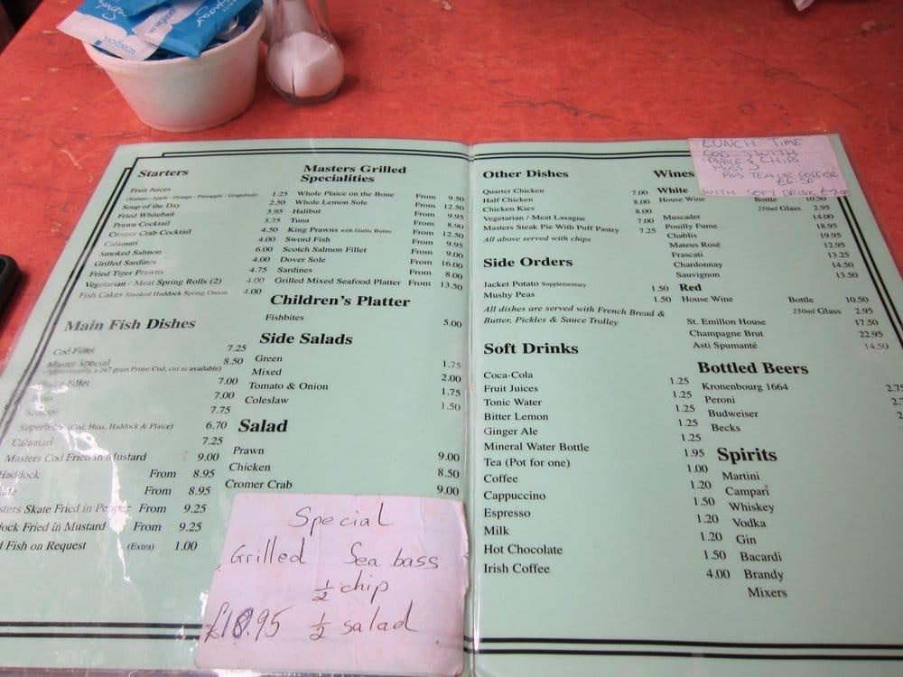 Carta del restaurante Masters Superfish, Londres