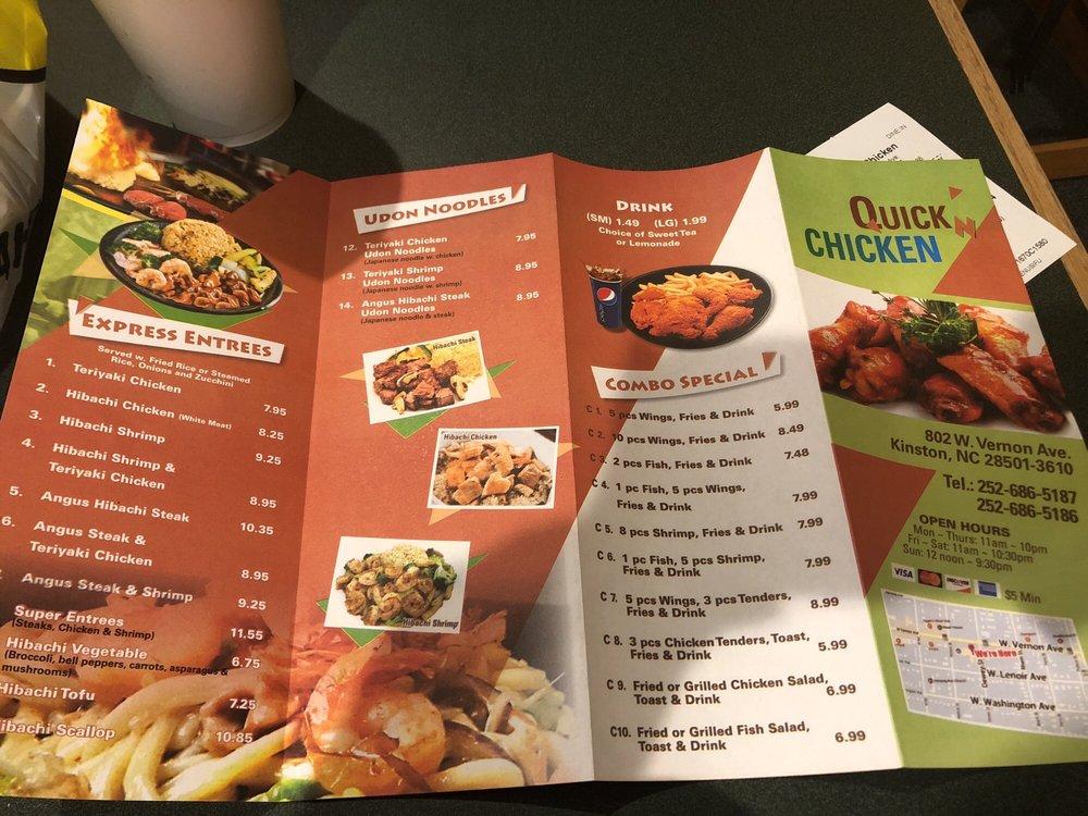 Menu at Quick N Chicken restaurant, Kinston
