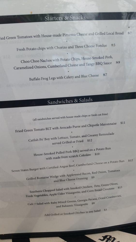 Menu at Rock City’s Cafe 7, Lookout Mountain