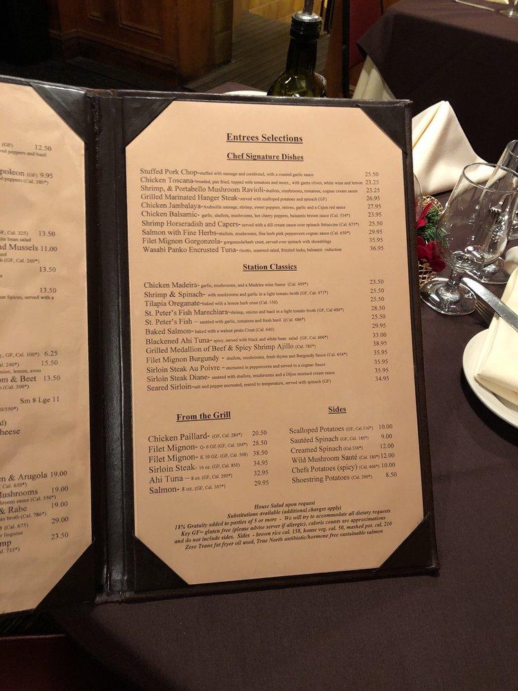 Menu at The Station at Mountain Lakes steakhouse, Mountain Lakes
