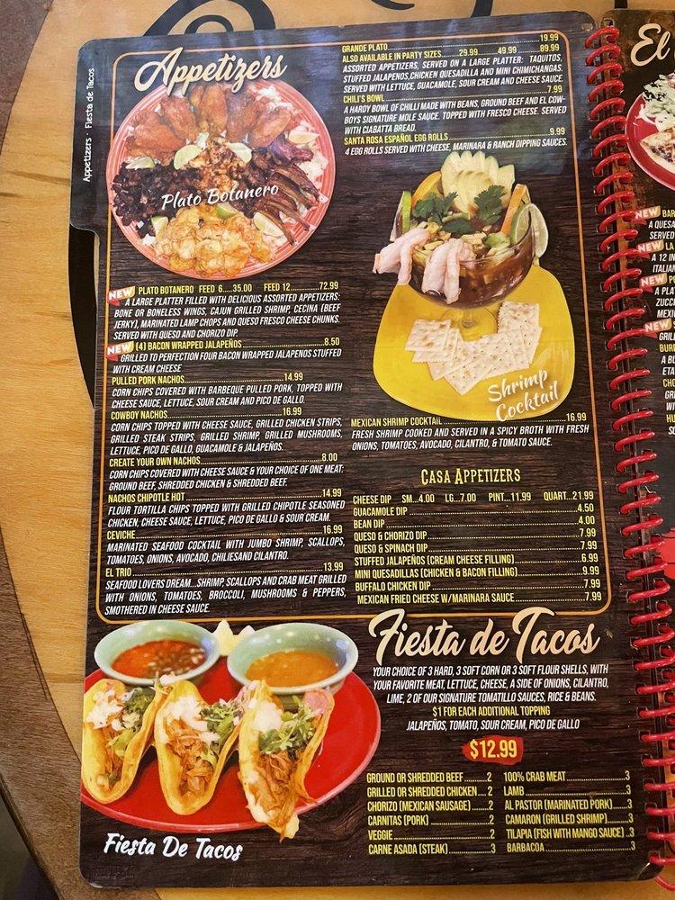 Menu at El Cowboy Tex Mex Grille restaurant, Austintown