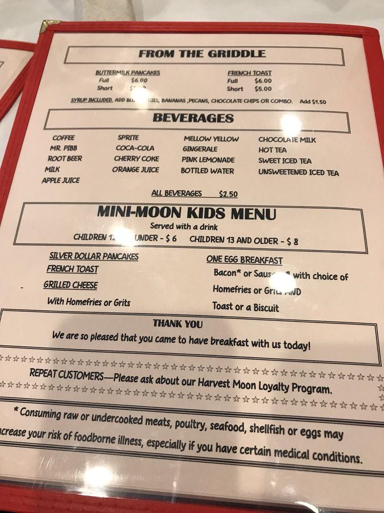 Menu at Harvest Moon Lowcountry Grille restaurant, Ravenel