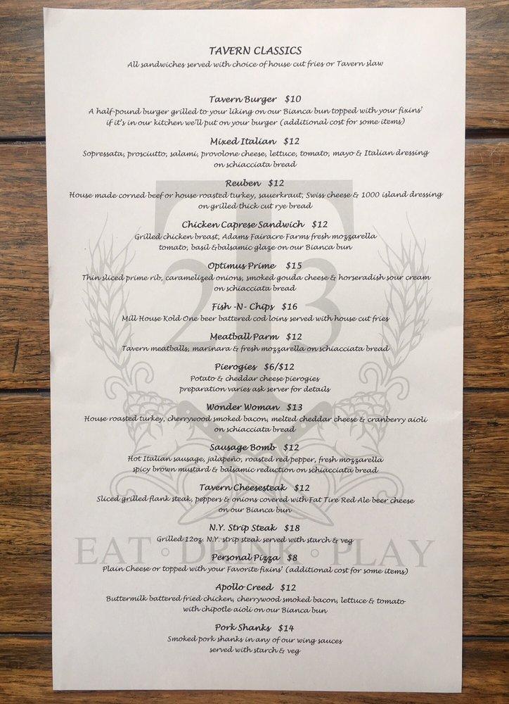 Menu at Tavern 23 pub & bar, Poughkeepsie