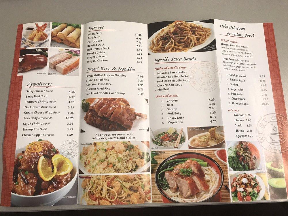 Menu at West Coast Grille restaurant, Fort Wayne, Calhoun St