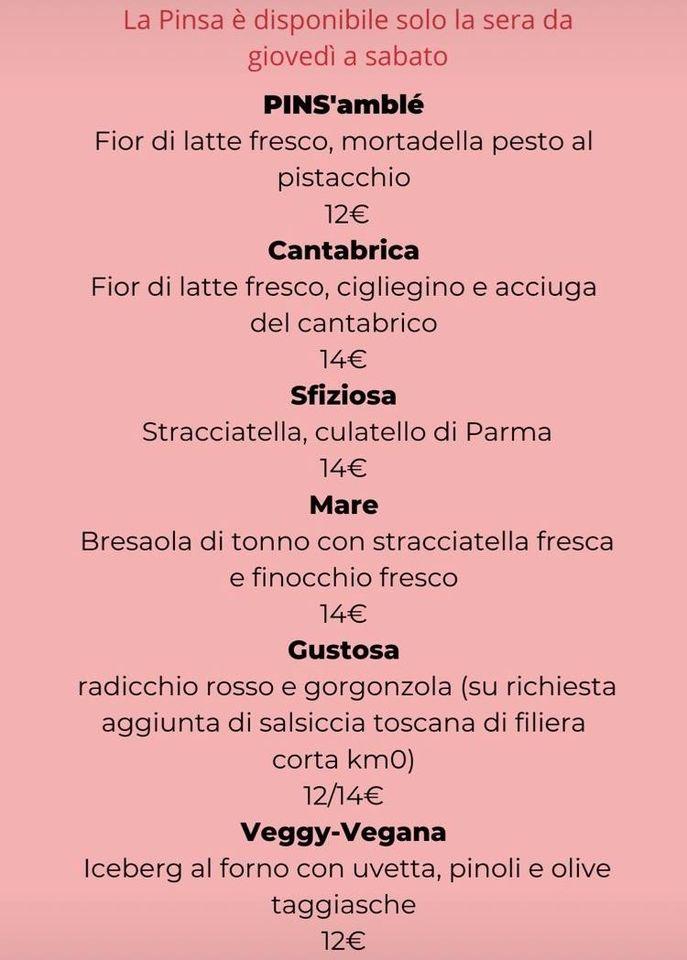 Menu da Amblé caffè bar, Firenze