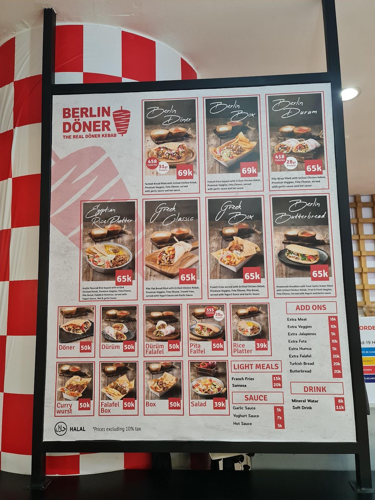 Menu at Berlin Doner, Kuningan City restaurant, South Jakarta, 14
