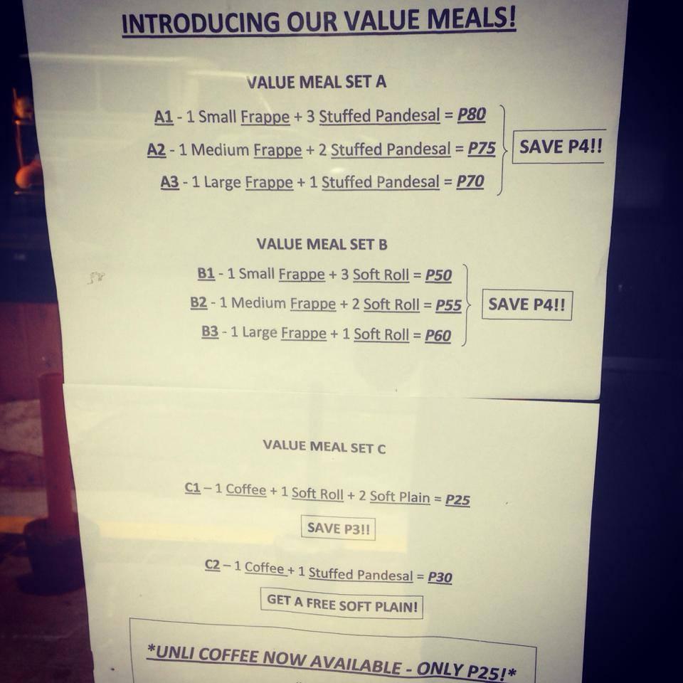 Menu at Breadfast Cafe, Manila
