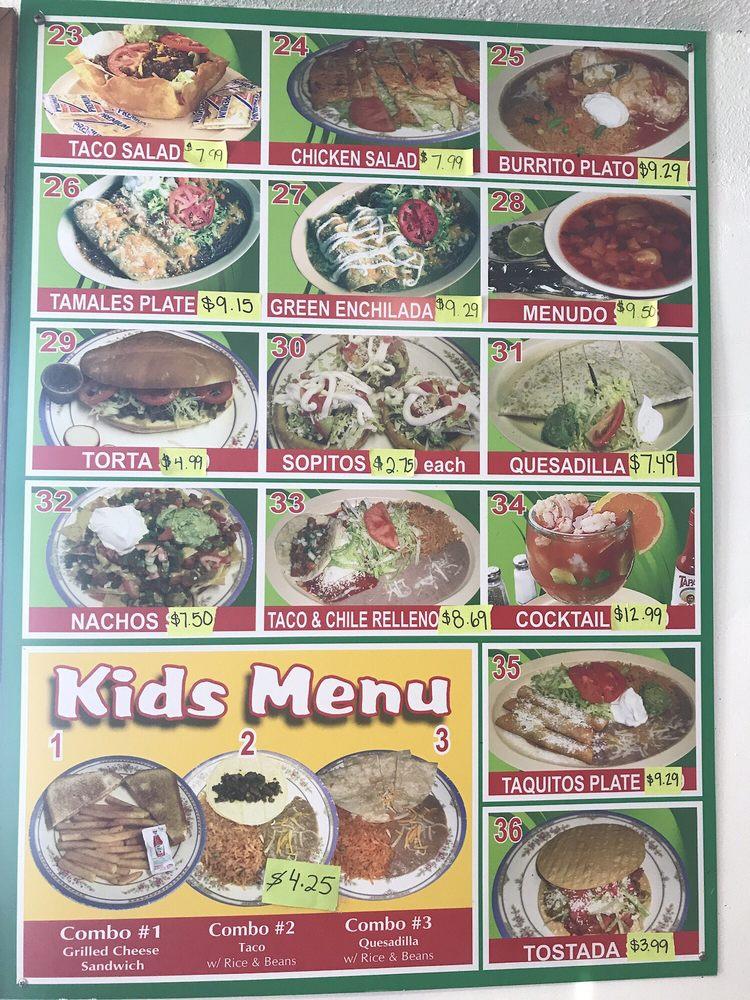 Menu at Don Pedro's Mexican Food Restaurant, Rainier