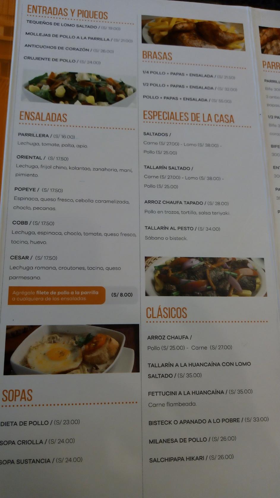 Carta del restaurante Hikari San Miguel, San Miguel, Av. La Mar 2339