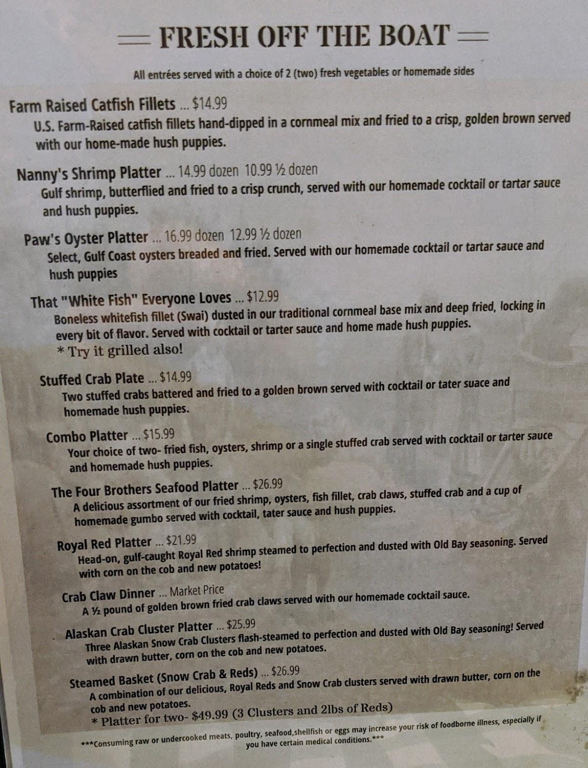 Menu at Mr Spuds restaurant, Fairhope