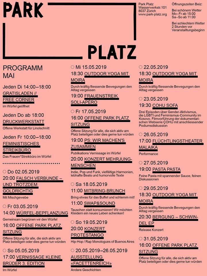 Menu at Park Platz, Zürich