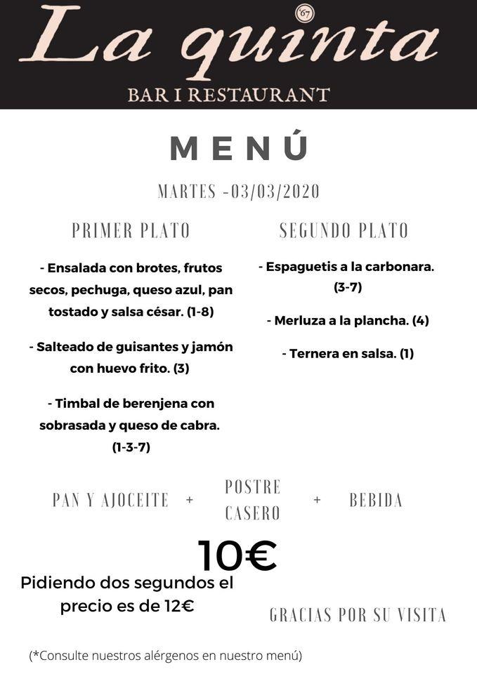 Menu at Restaurant La quinta, Silla