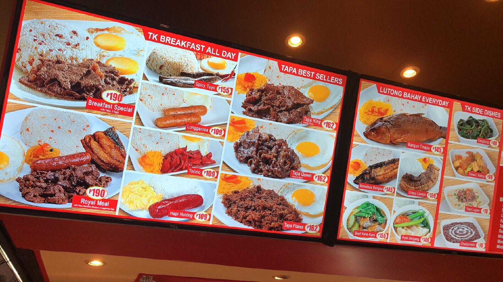Menu at Tapa King fast food, Pasay, NAIA Terminal 3
