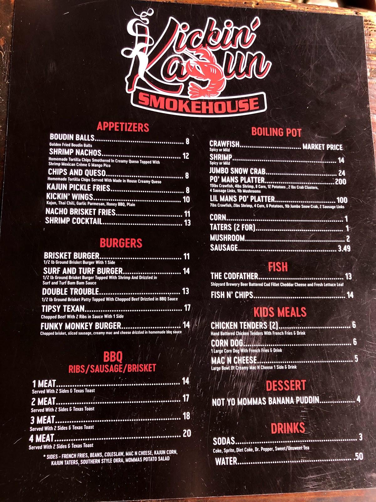 Menu at The Crawfish Hut restaurant, La Porte, Fairmont Pkwy