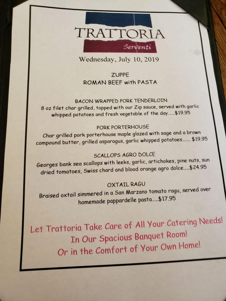 Menu at Trattoria Serventi pub & bar, Grosse Pointe Woods
