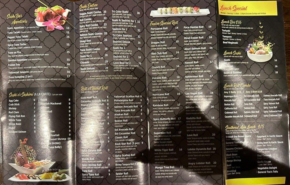 Menu at Wild Fusion restaurant, Mohegan Lake