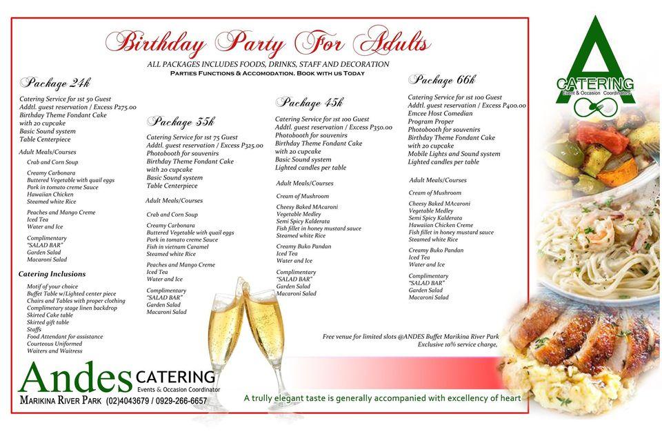 Menu at ANDES Buffet 165 restaurant, Marikina