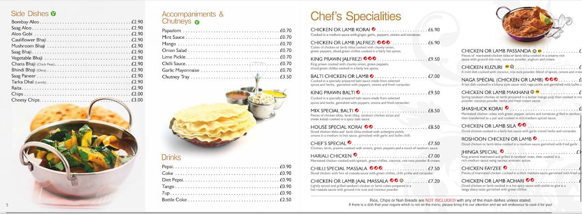 Menu at The Balti House restaurant, Crowle