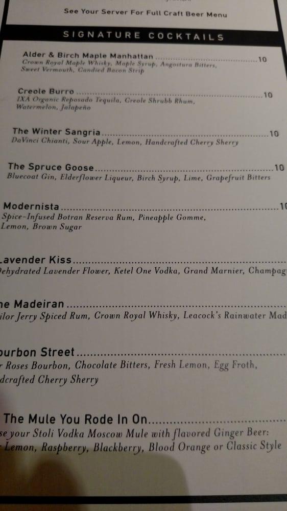 Menu at Alder & Birch pub & bar, Las Vegas
