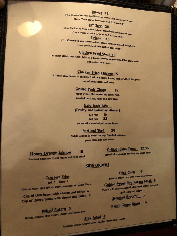 Menu at Cowboy Jack's Saloon pub & bar, Nacogdoches, 422 E Main St