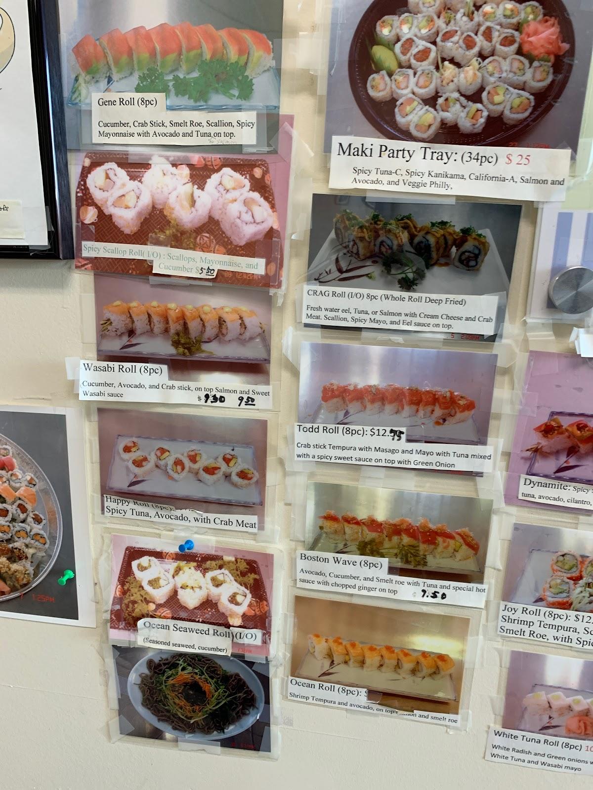 Menu at Masa's Sushi restaurant, Buffalo Grove