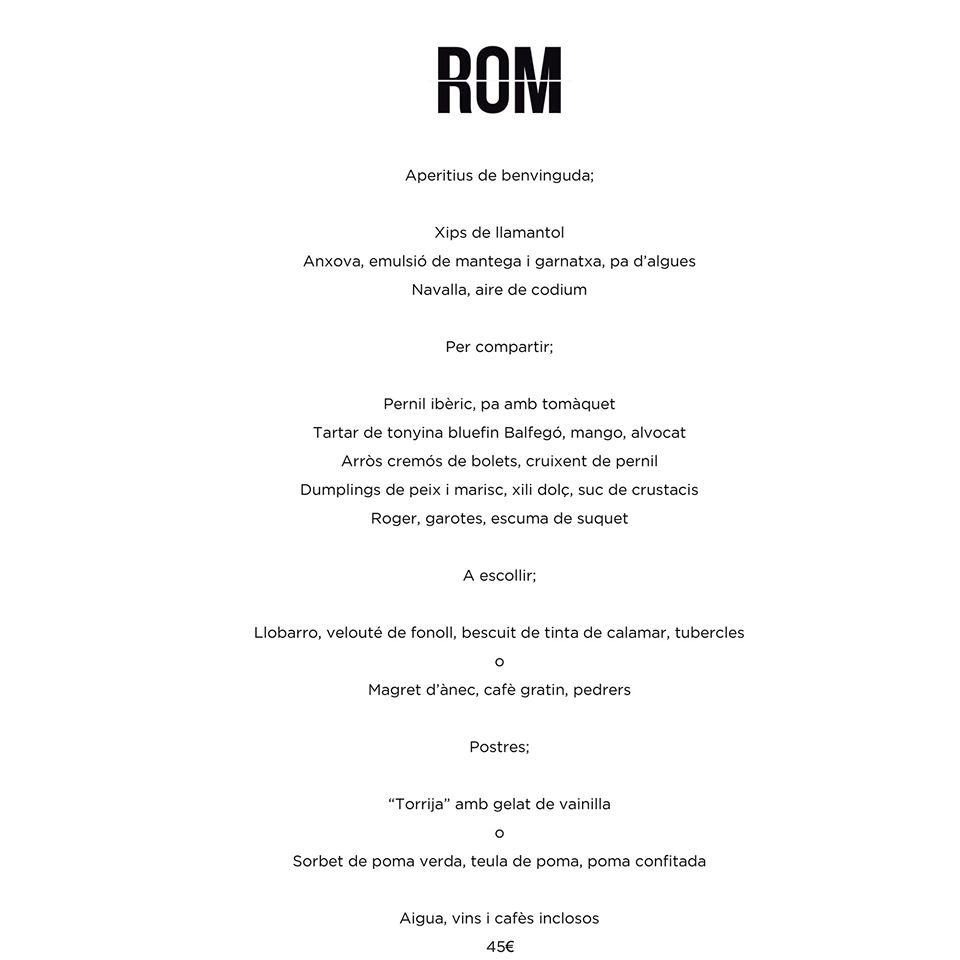 Menu at ROM Restaurant, Roses, Passeig Marítim