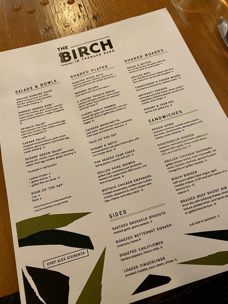 Menu at The Birch pub & bar, Terrace Park