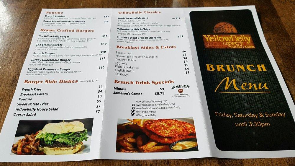 Menu at YellowBelly Brewery & Pub, St. John's