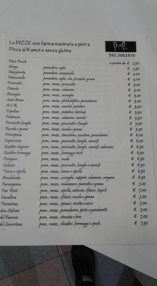 Menu da Bar San Vito, Noventa Vicentina