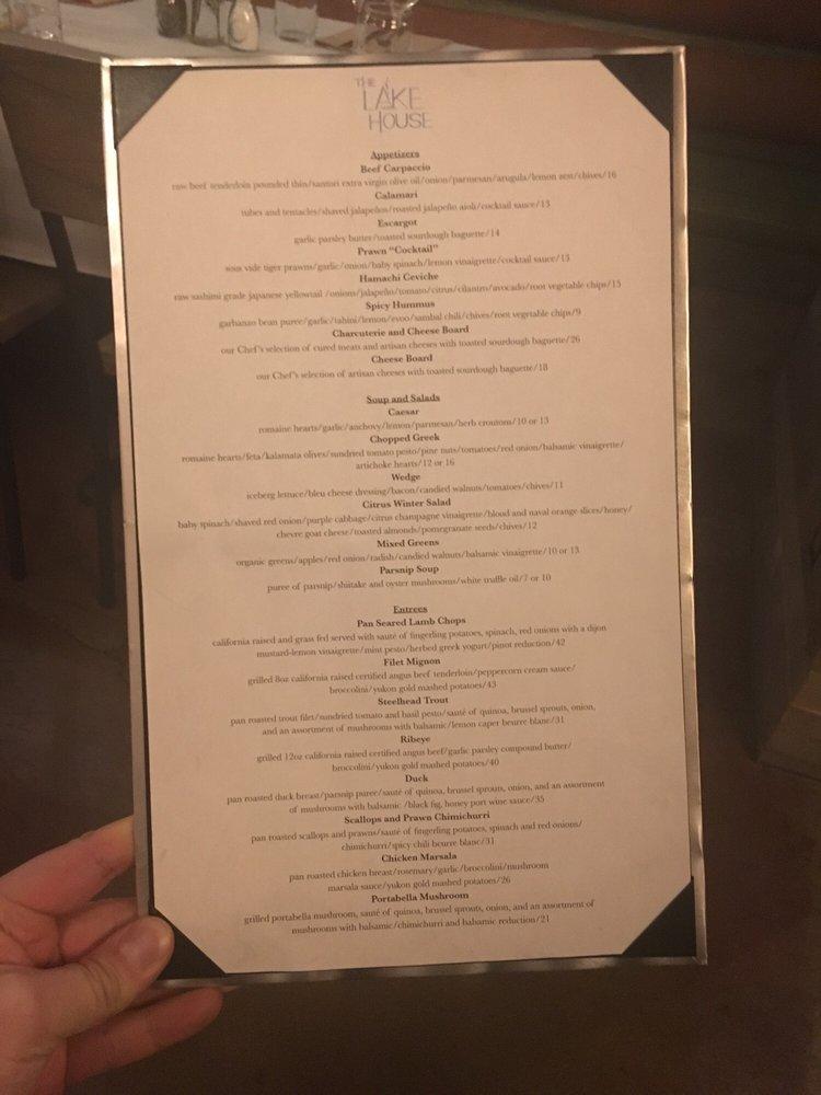 Menu at The Lake House Restaurant, South Lake Tahoe