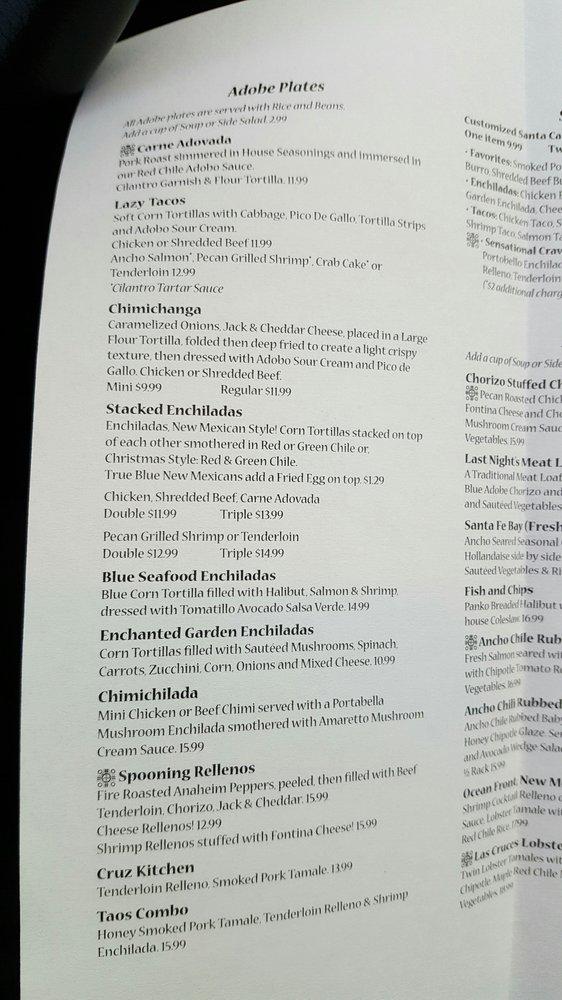 Menu at The Original Blue Adobe Grille pub & bar, Mesa