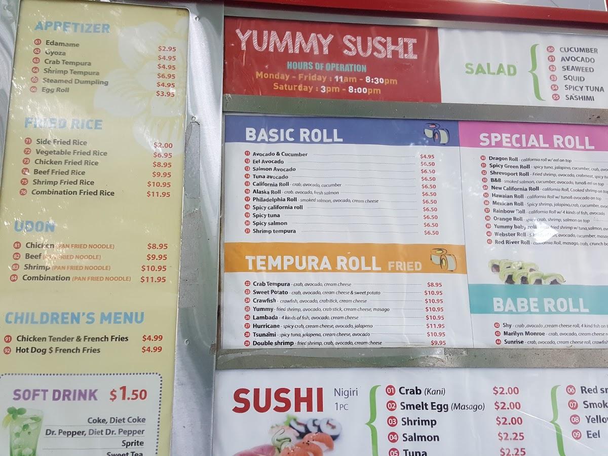 Menu at Yummy Sushi restaurant, Minden