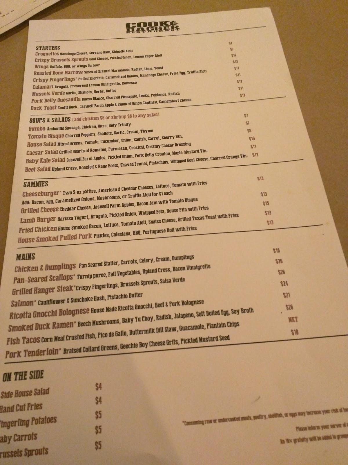 Menu at Cook and Dagger pub & bar, Smithfield