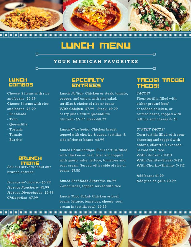 Menu at El Rancho Mexican Restaurant, Watkins Glen