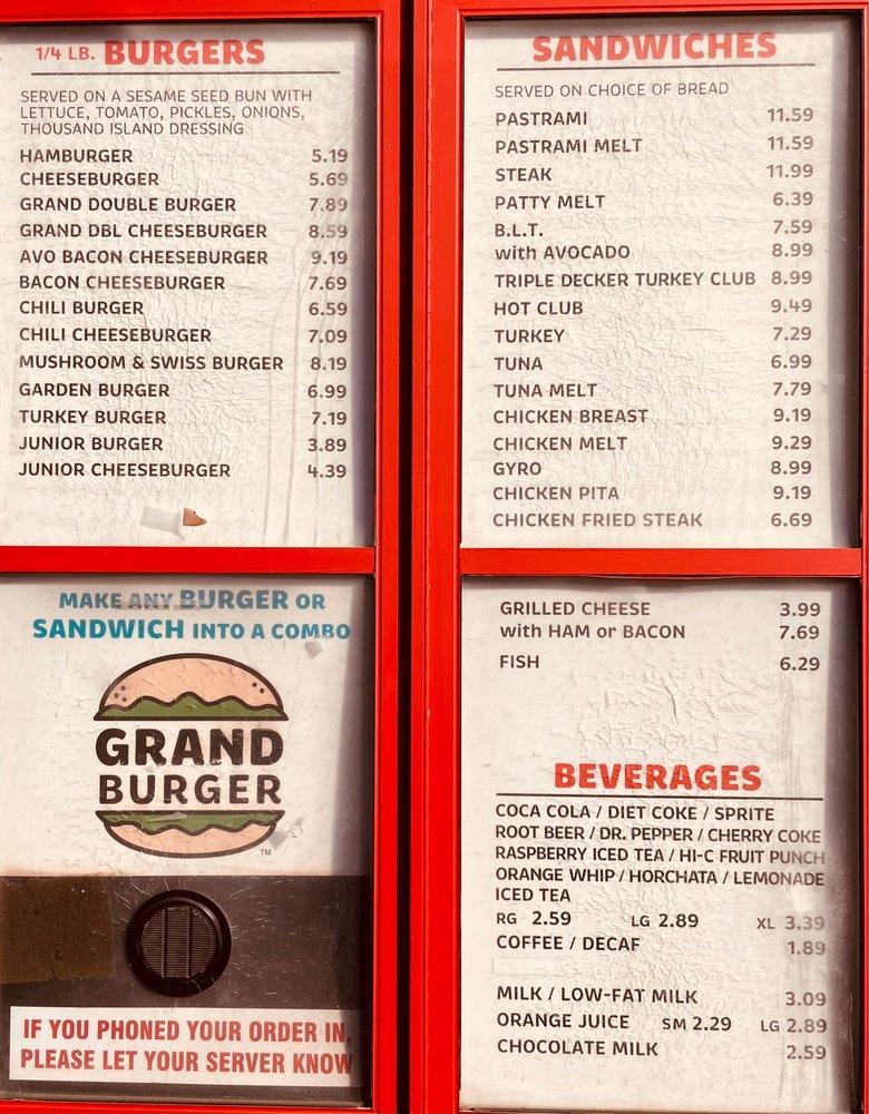 Menu at Grand Burger, Glendora fast food, Glendora