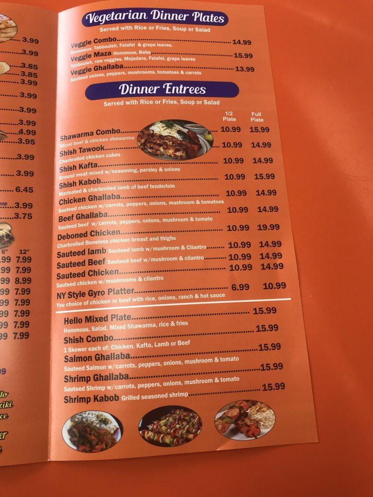Menu at HELLO SHAWARMA RESTAURANT, Hamtramck