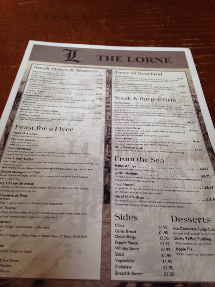 Menu at Lorne Bar, Oban