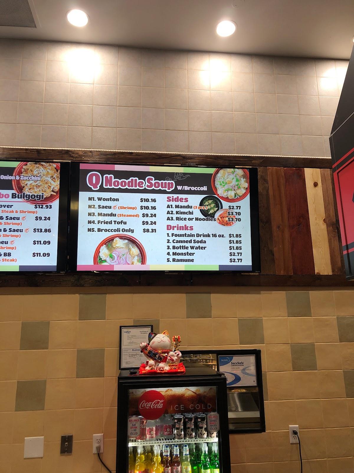 Menu at Q one BBQ & Ramen noodles, Layton