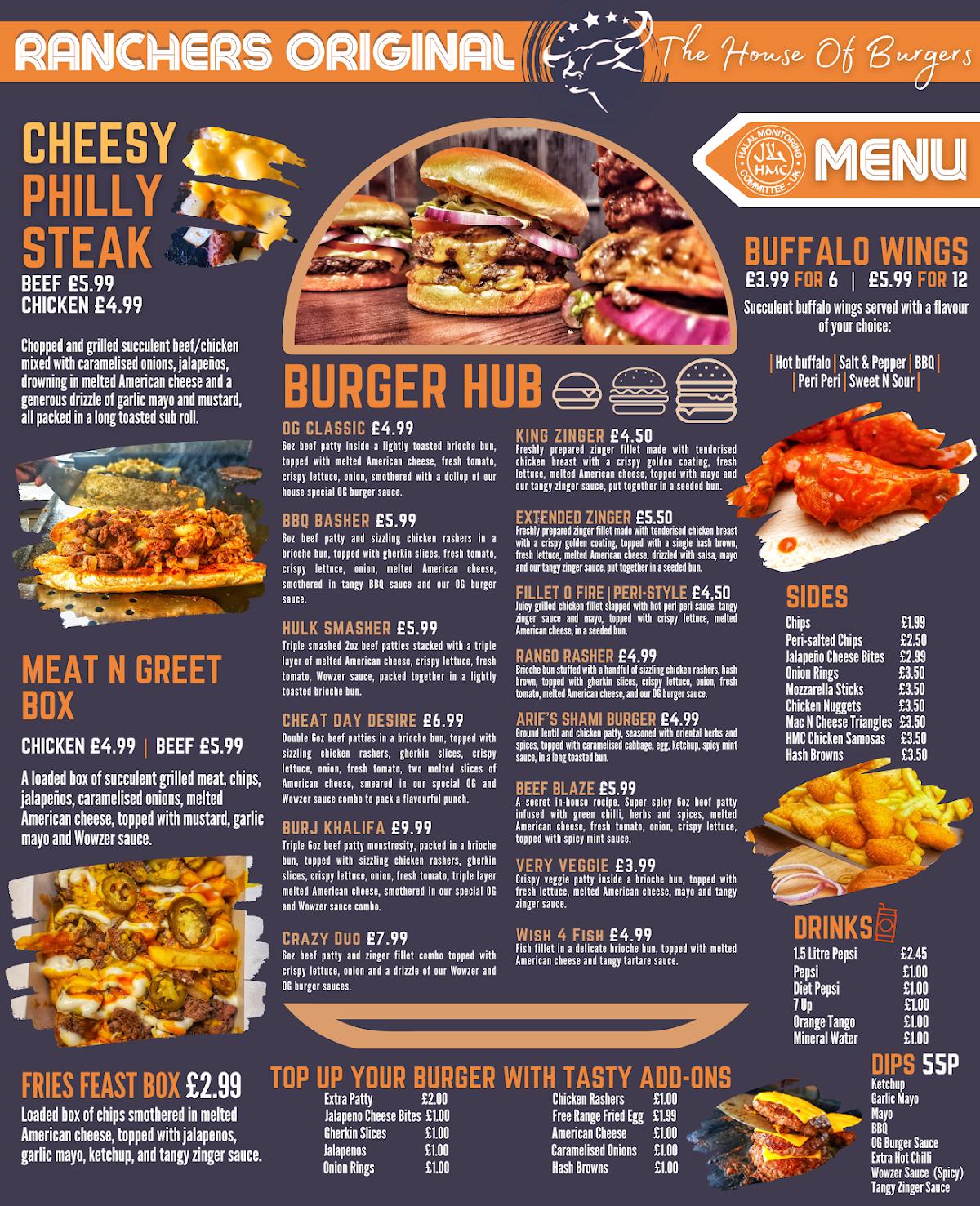 Menu at Ranchers Original restaurant, Gloucester