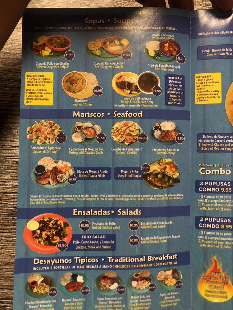 Menu at Salvadoreño Restaurant #5- Pupusas, El Mirage